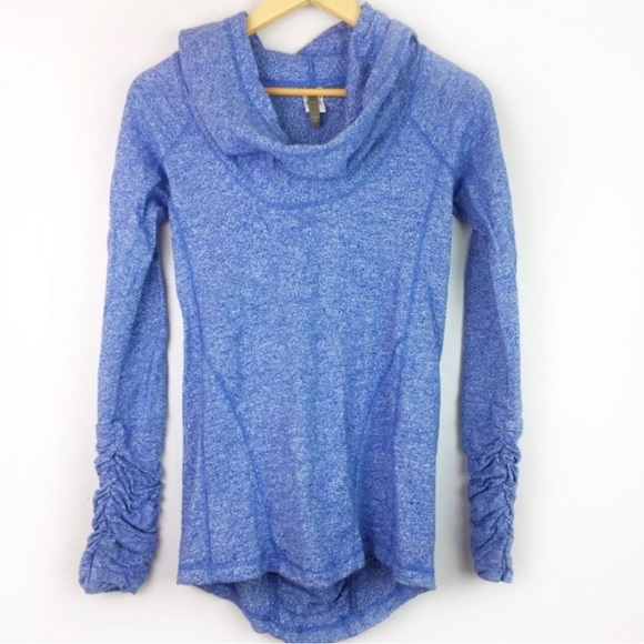 XCVI | Tops | 48 Xcvi Blue Ruched Hooded Cowled Sweatshirt | Poshmark